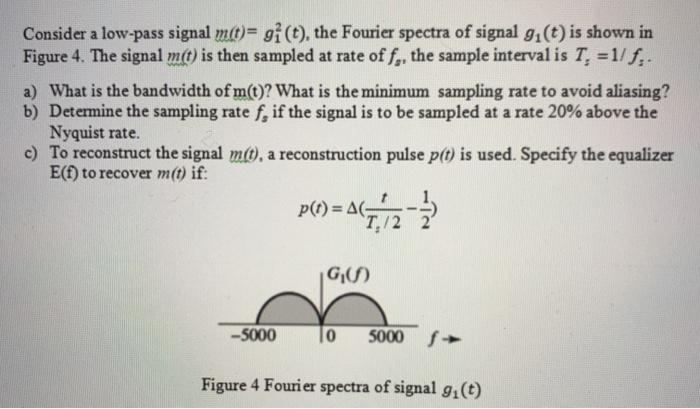 Solved Consider a low-pass signal m(t)= gi(t), the Fourier | Chegg.com