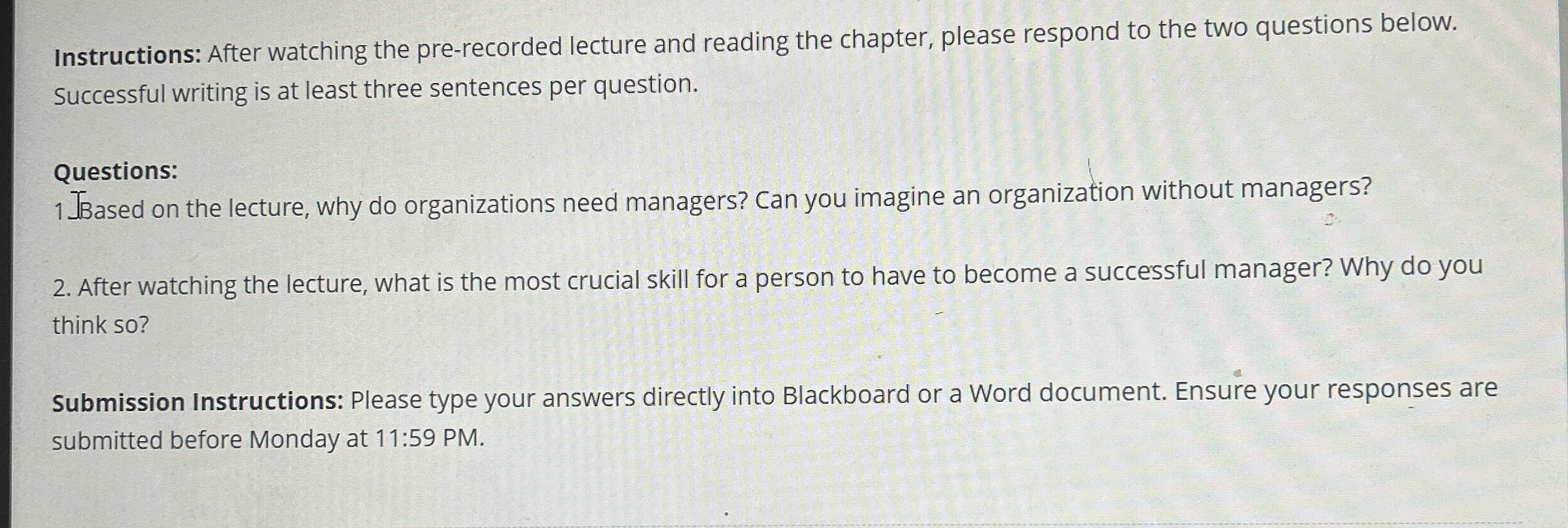 Solved Instructions: After watching the pre-recorded lecture | Chegg.com