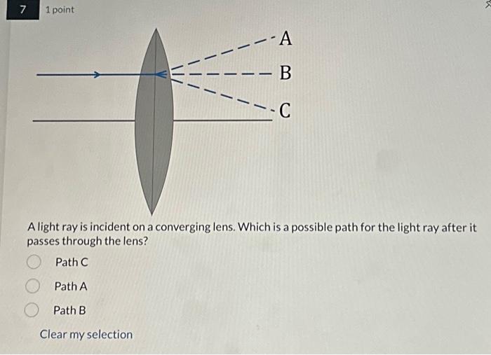 Solved 7 1 point --A B -C A light ray is incident on a | Chegg.com