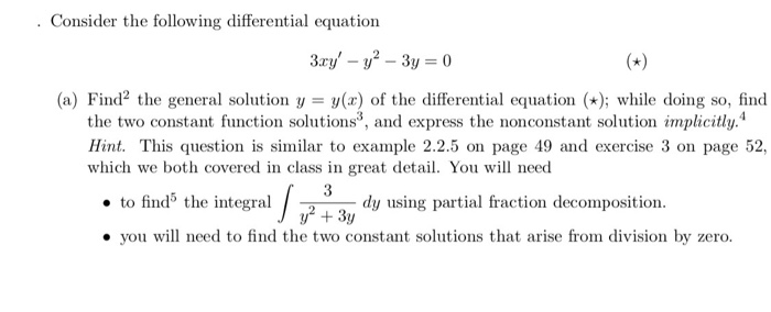 Solved . Consider the following differential equation 3xy' - | Chegg.com