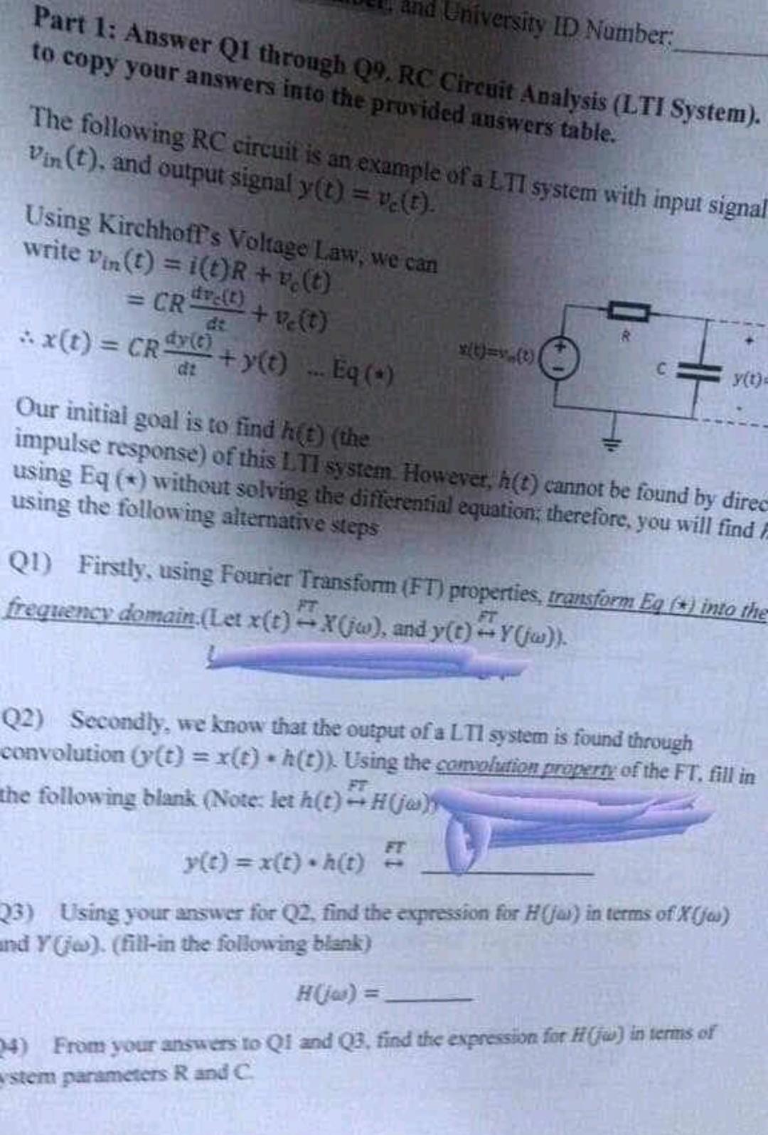 Solved to copy your answers ingh Q9. ﻿RC Circuit Analysis | Chegg.com