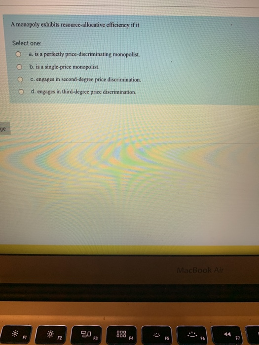 Solved A monopoly exhibits resource allocative efficiency if | Chegg.com