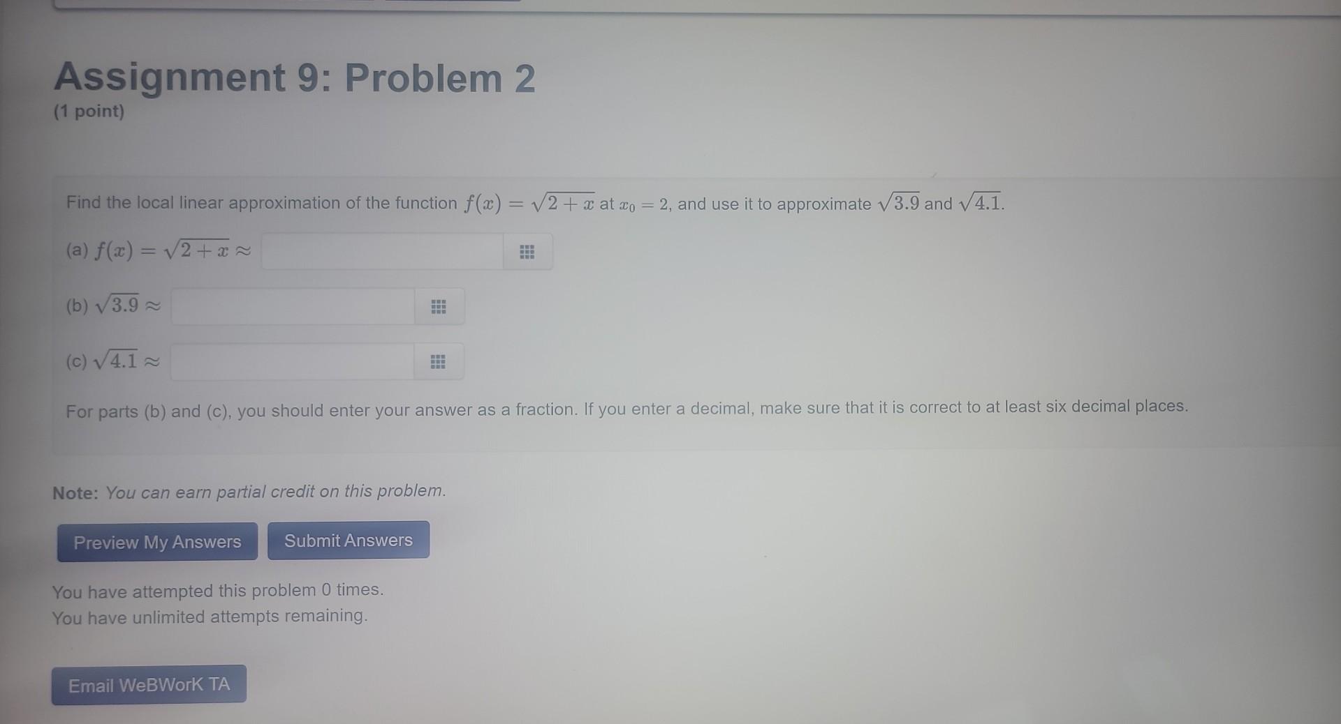 Solved Assignment 9: Problem 2 (1 point) Find the local | Chegg.com