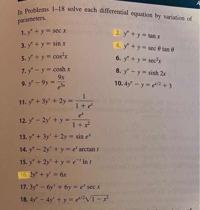Solved A In Problems 1-18 solve each differential equation | Chegg.com