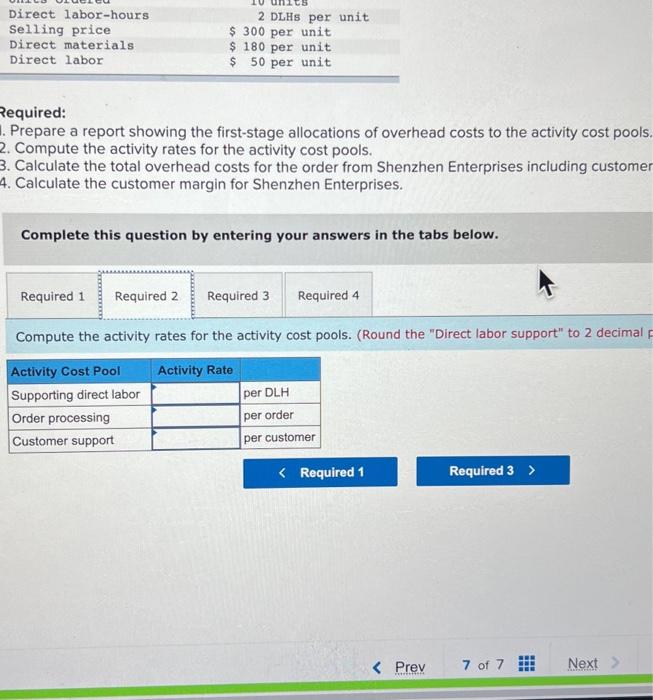Solved Required: 1. Prepare a report showing the | Chegg.com