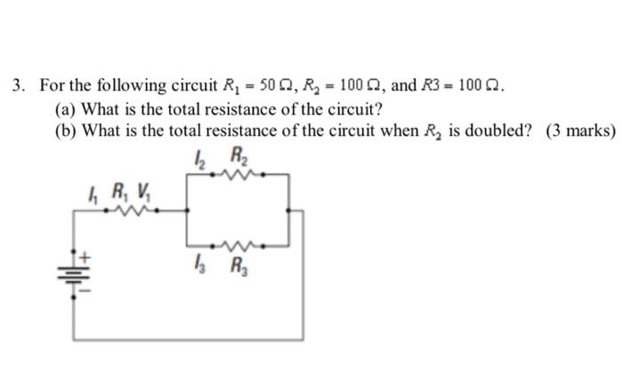 Solved 3. For the following circuit R1=50Ω,R2=100Ω, and | Chegg.com