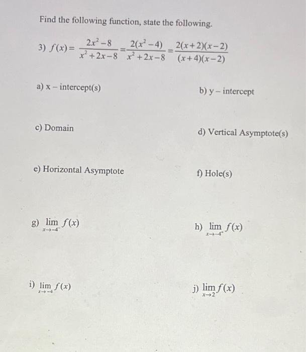 Solved Find the following function, state the following. 3) | Chegg.com