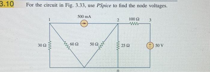 Solved 3.10 For the circuit in Fig. 3.33, use PSpice to find | Chegg.com