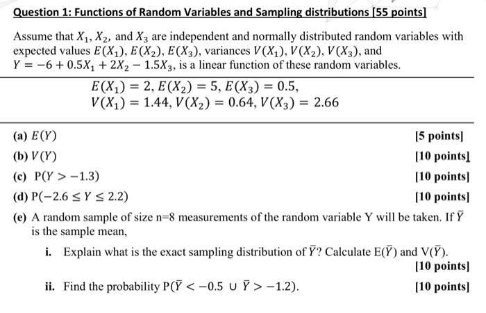 Solved Question 1: Functions of Random Variables and | Chegg.com