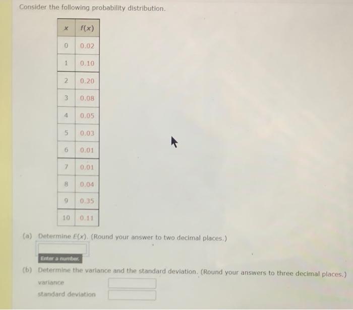 Solved Consider the following probability distribution. | Chegg.com
