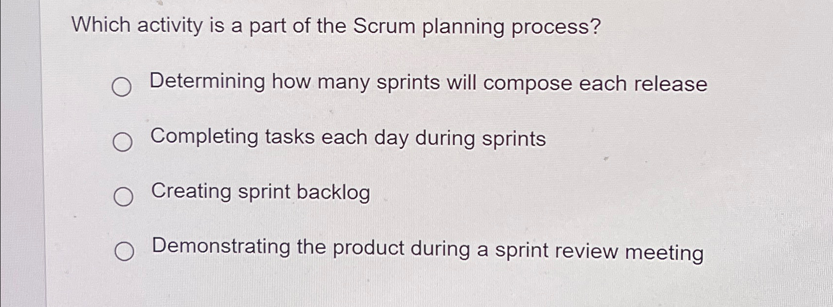 Solved Which activity is a part of the Scrum planning | Chegg.com