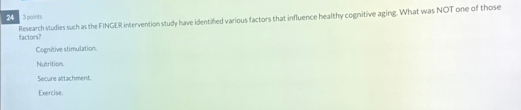 Solved Research studies such as the FINGER intervention | Chegg.com