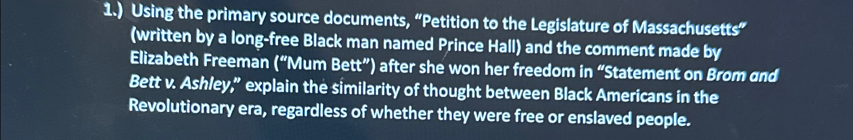 Solved 1.) ﻿Using the primary source documents, "Petition to | Chegg.com
