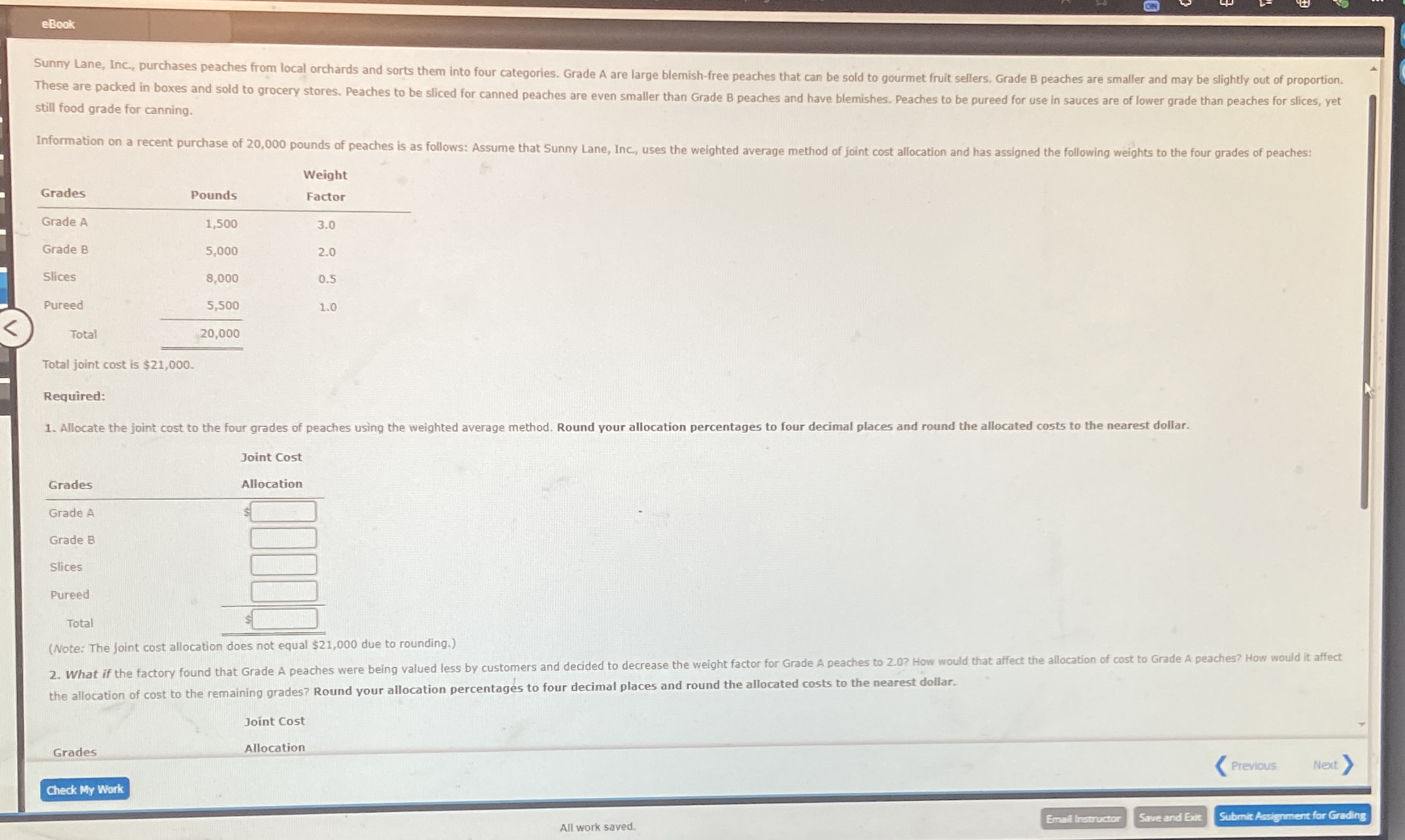 Solved still food grade for canning.Total joint cost is | Chegg.com