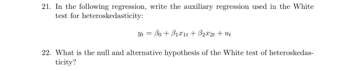 Solved In the following regression, write the auxiliary | Chegg.com