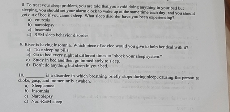 Solved To treat your sleep problem, you are told that you | Chegg.com