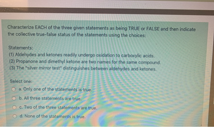 Solved Characterize EACH of the three given statements as | Chegg.com