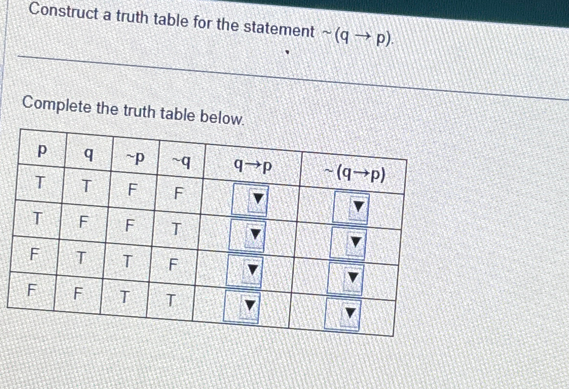 Solved Construct A Truth Table For The Statement