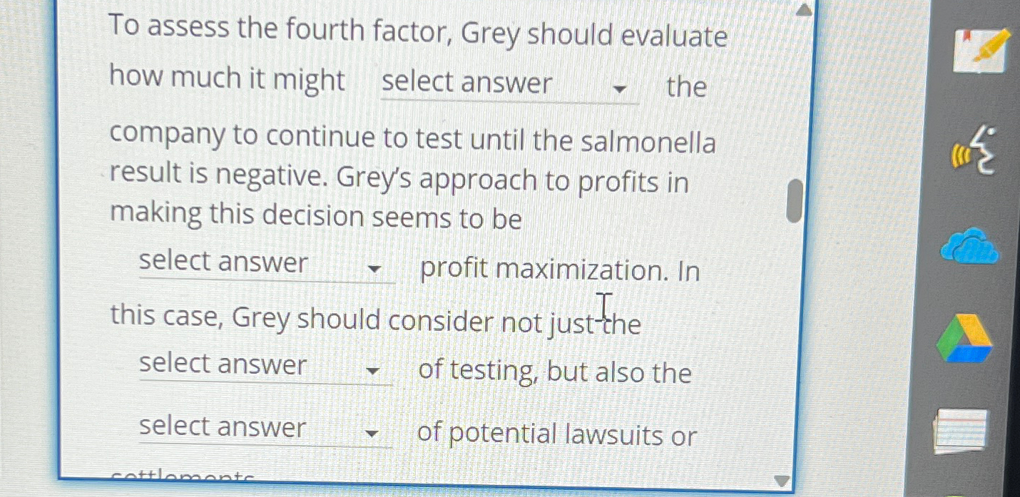 Solved To assess the fourth factor, Grey should evaluate how | Chegg.com