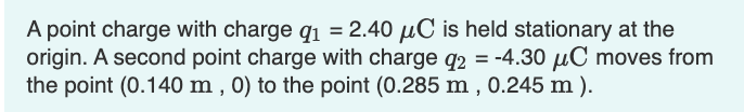 A point charge with charge q1=2.40μC ﻿is held | Chegg.com