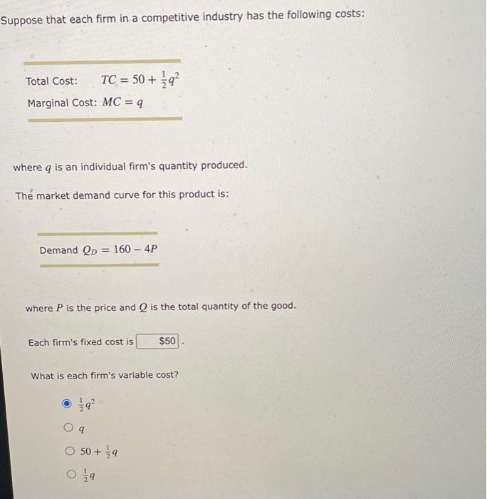 Suppose that each firm in a competitive industry has | Chegg.com