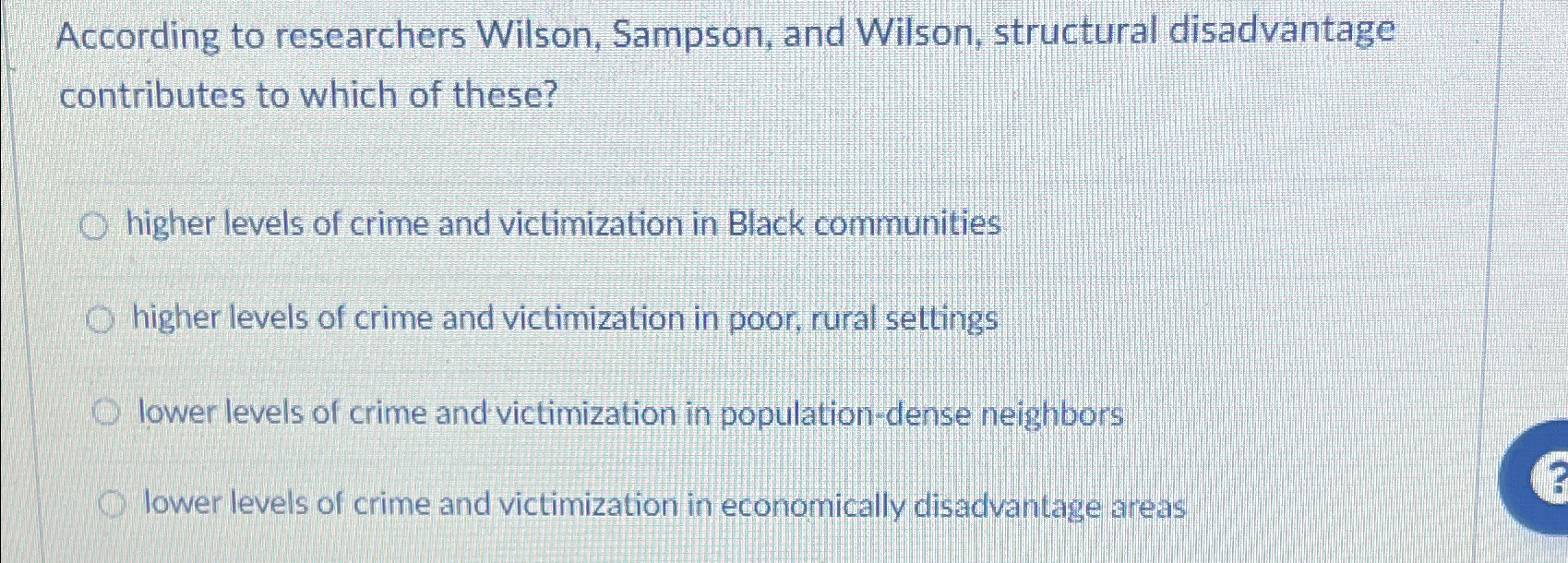 Solved According to researchers Wilson, Sampson, and Wilson, | Chegg.com
