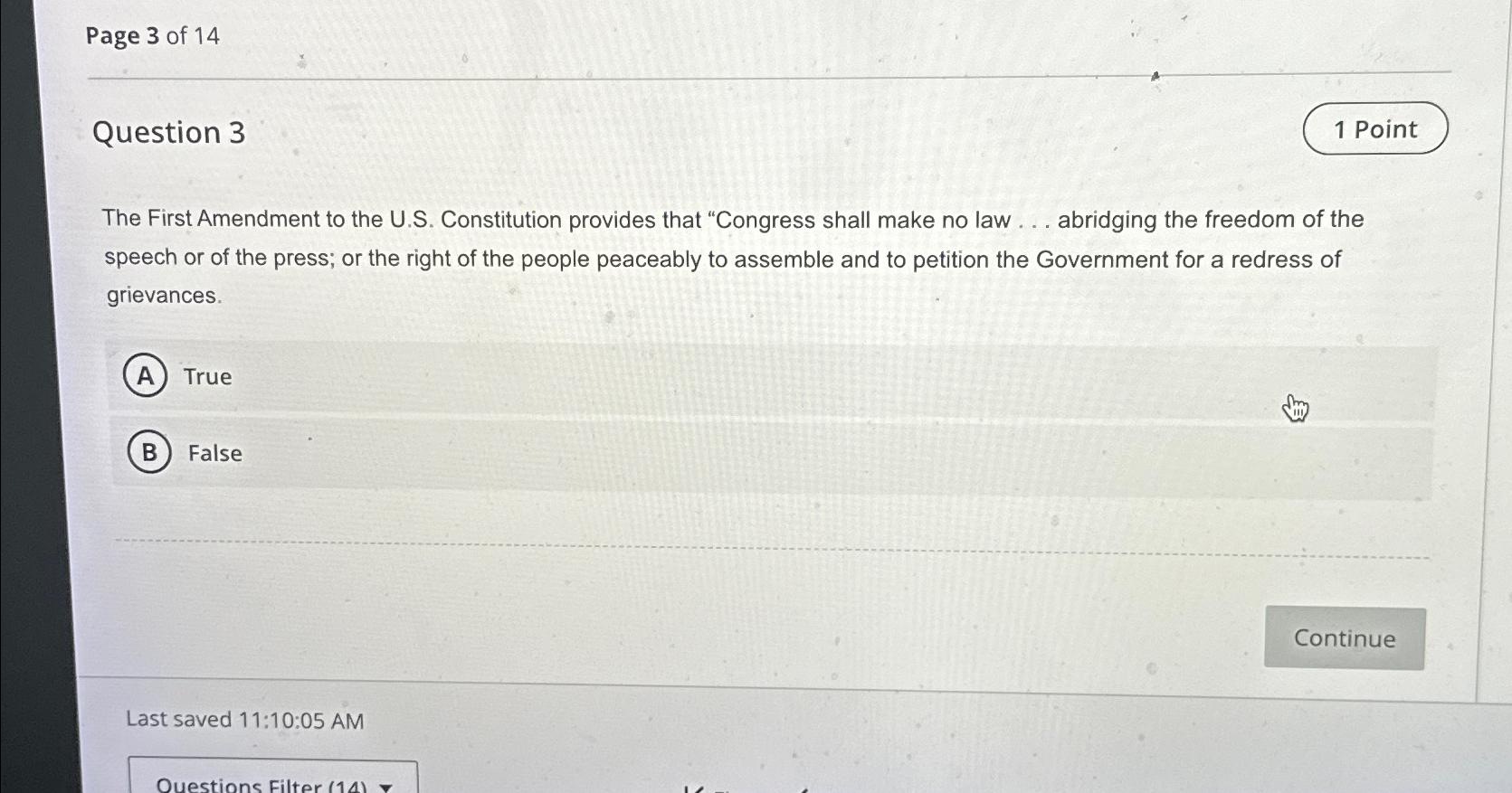Solved Page 3 of 14Question 31 PointThe First Amendment to | Chegg.com Solved Page 3 of 14Question 31 PointThe First Amendment to | Chegg.com