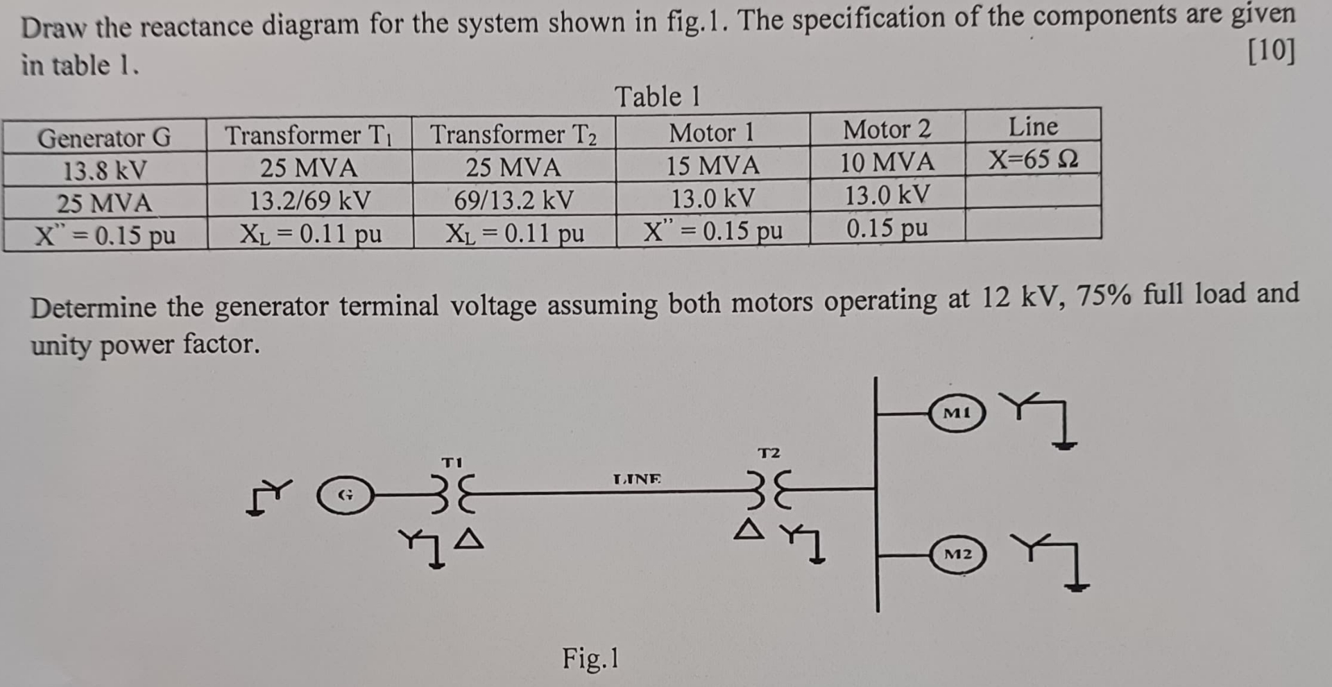 Solved Draw the reactance diagram for the system shown in | Chegg.com