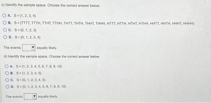 Solved For each of the following, list the sample space and | Chegg.com