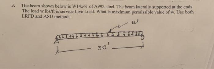 Solved 3. The beam shown below is W14x61 of A992 steel. The | Chegg.com