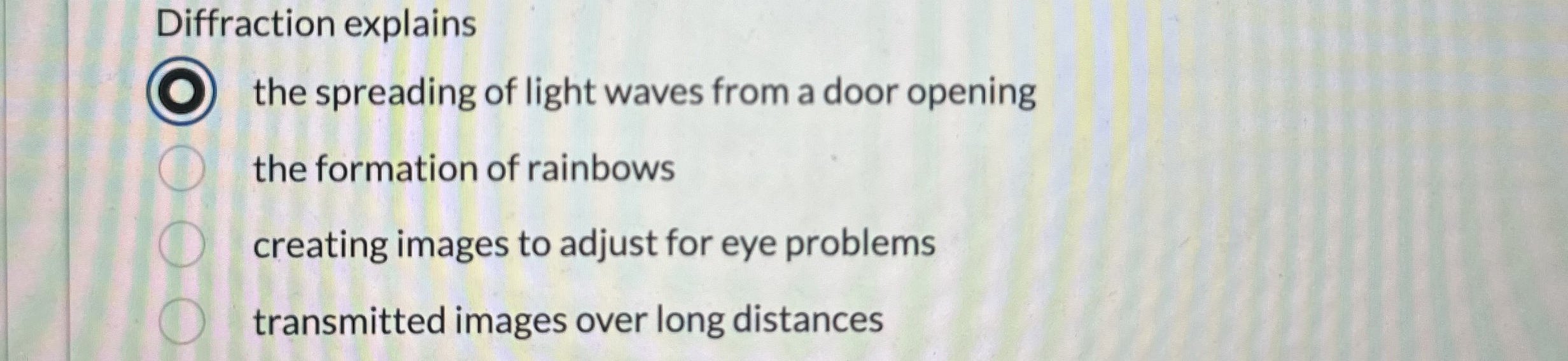 Solved Diffraction explainsthe spreading of light waves from | Chegg.com