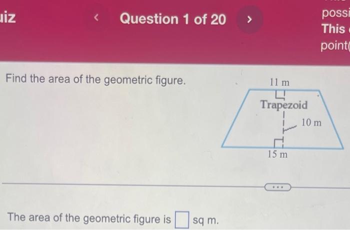 Solved Find the area of the geometric figure. The area of | Chegg.com