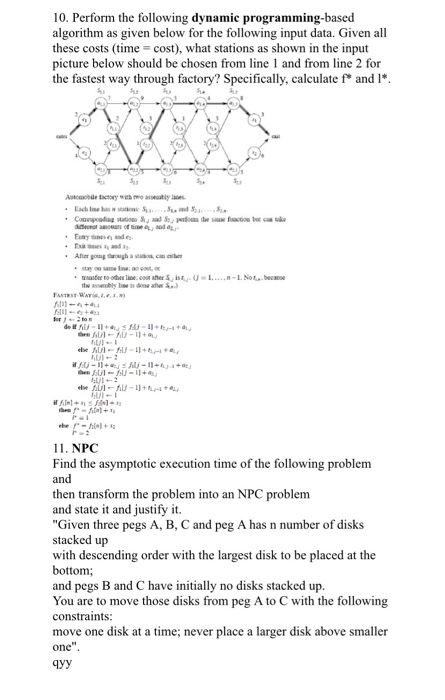 10. Perform the following dynamic programming-based | Chegg.com