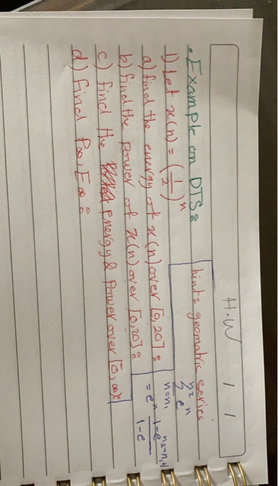 Solved S -1, How I 1 Example on DTS: hints geomatric Series | Chegg.com