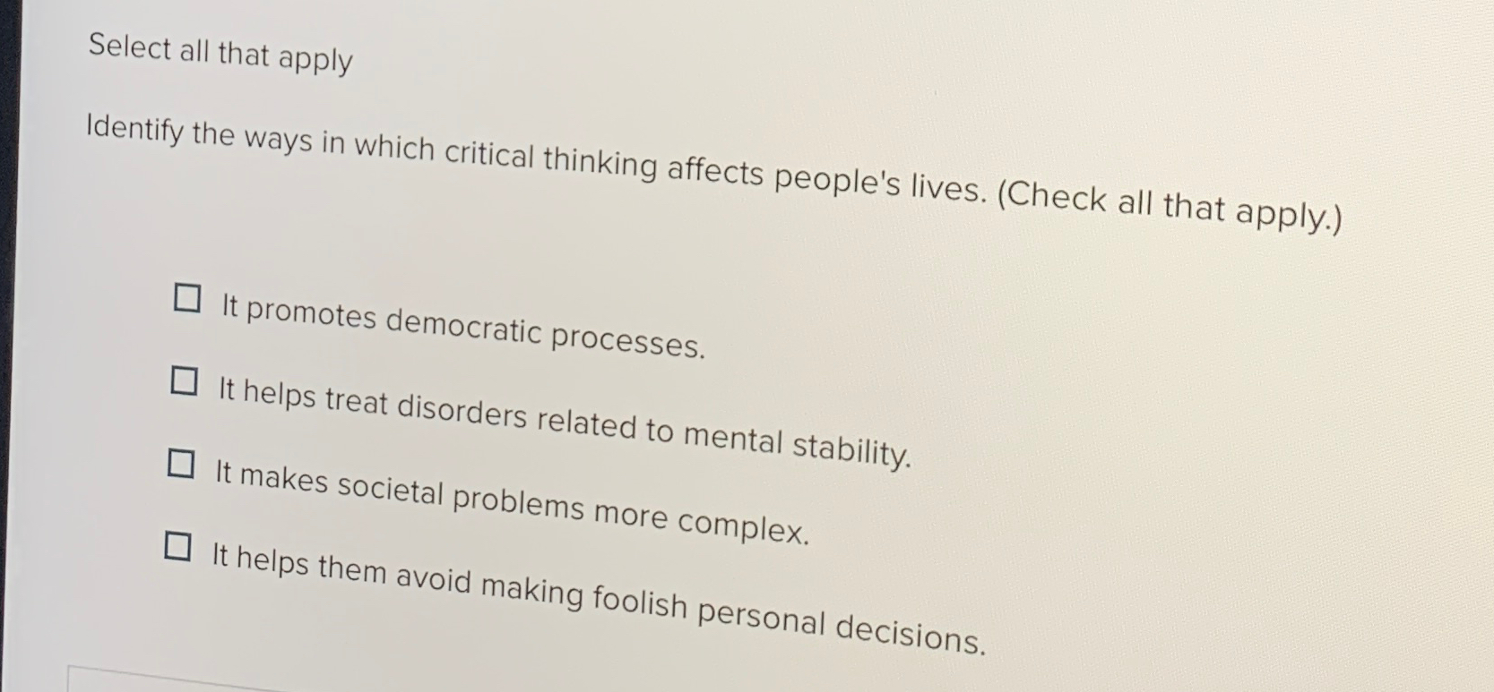 Solved Select all that applyIdentify the ways in which | Chegg.com
