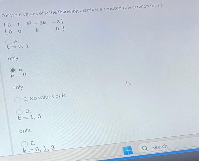 Solved Which of the following is the first row of the RREF | Chegg.com