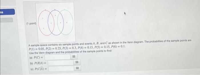 Solved A sample space contains six sample points and events | Chegg.com