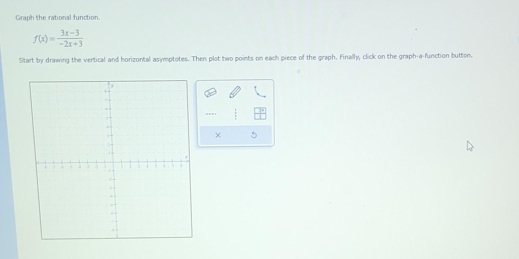 Solved Graph the rational function. f(x)=−2x+33x−3 Start by | Chegg.com