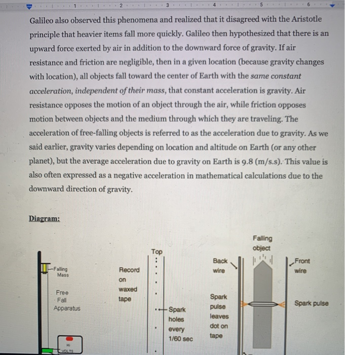 Experiment 5 Study the Motion of a Freely Falling | Chegg.com
