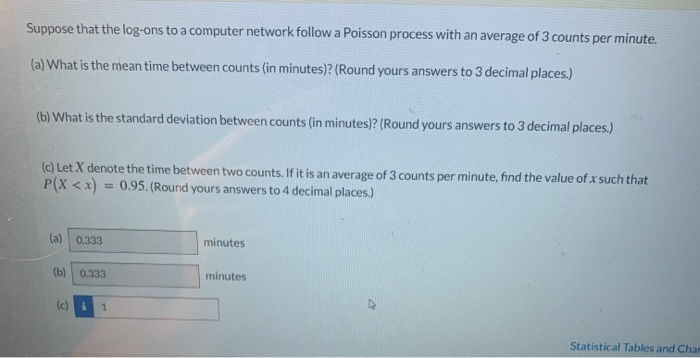 Solved Suppose that the log-ons to a computer network follow | Chegg.com