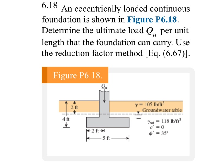 Solved 6.18 An eccentrically loaded continuous foundation is | Chegg.com