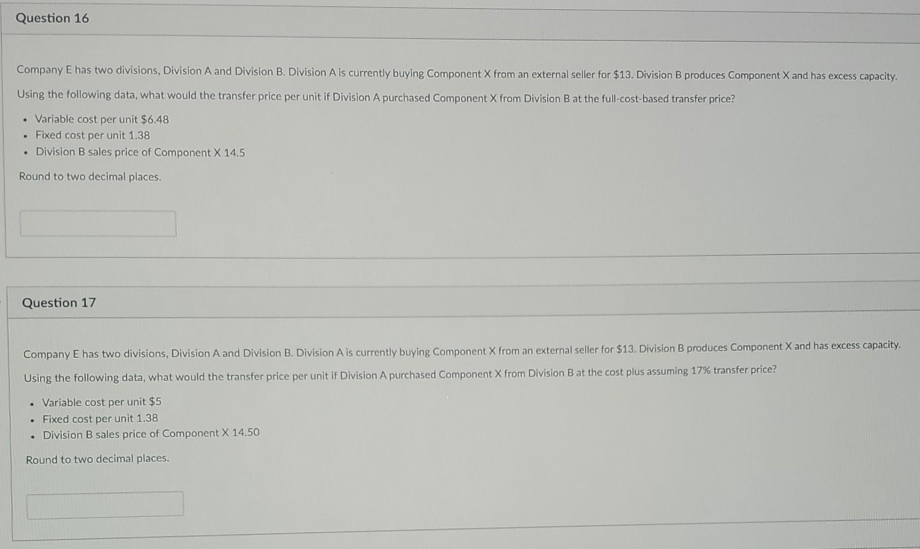 Solved Company E has two divisions, Division A and Division | Chegg.com