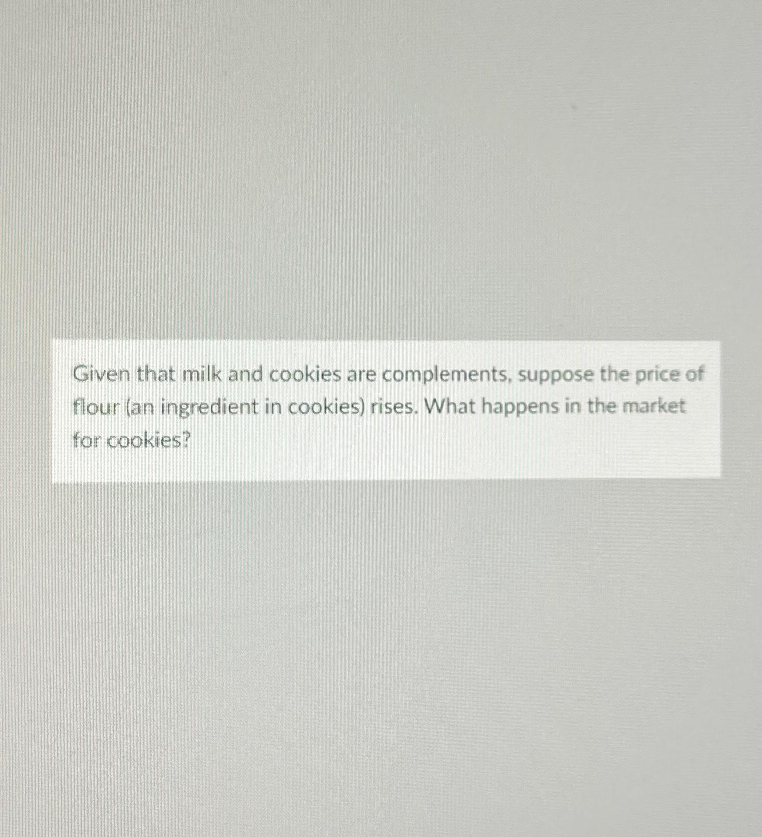 Solved Given that milk and cookies are complements, suppose | Chegg.com