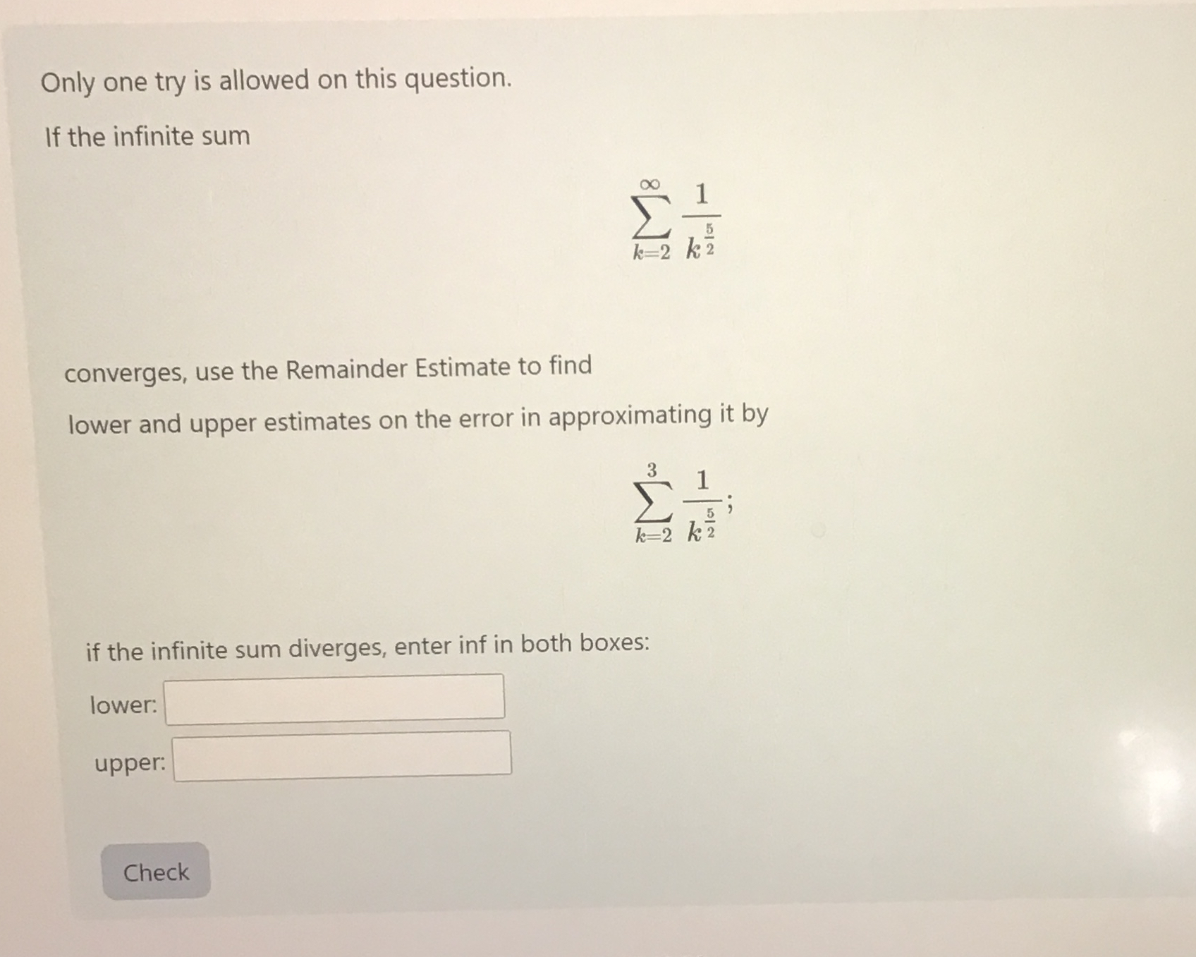 Solved Only one try is allowed on this question.If the | Chegg.com