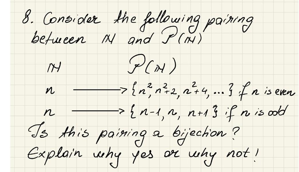 Solved 8. Consider the following pairing between M and P(x) | Chegg.com