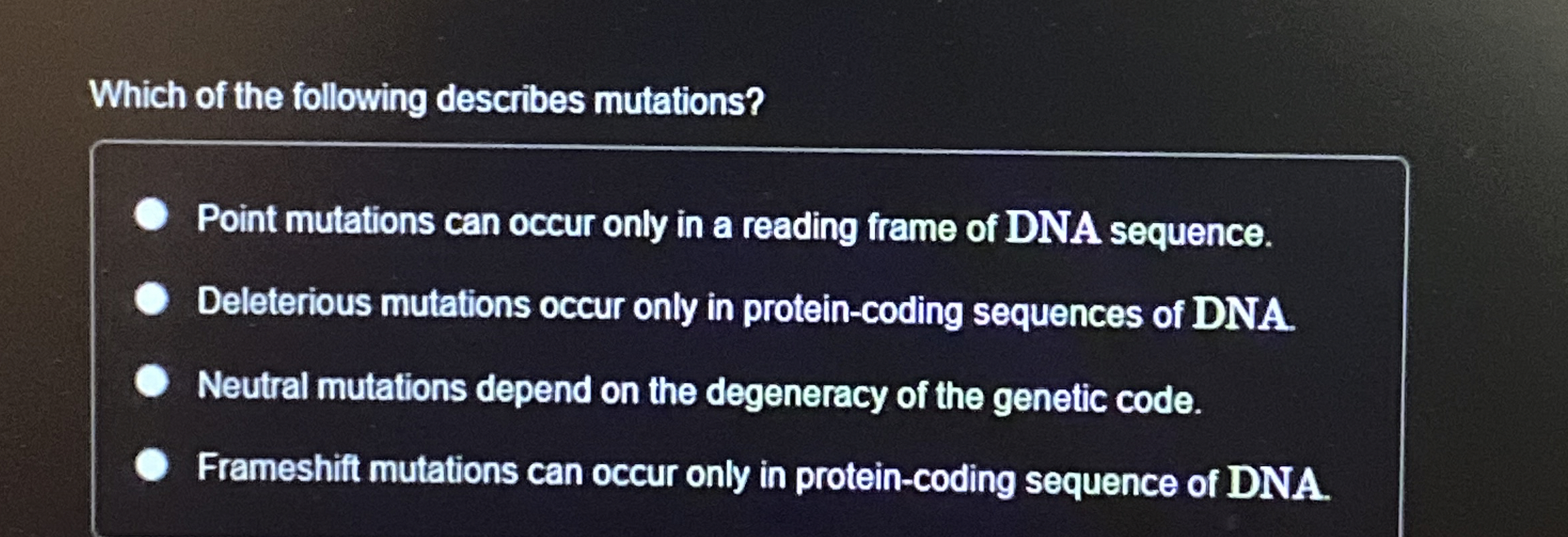 Solved Which Of The Following Describes Mutationspoint