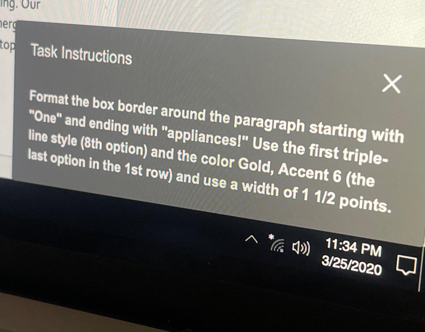 Solved Task InstructionsFormat the box border around the | Chegg.com