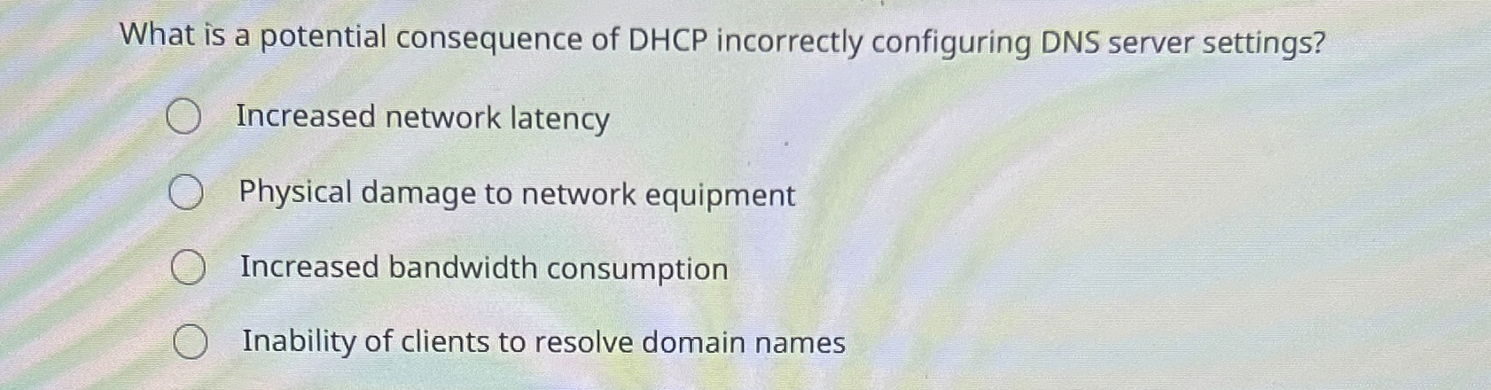 Solved What is a potential consequence of DHCP incorrectly | Chegg.com