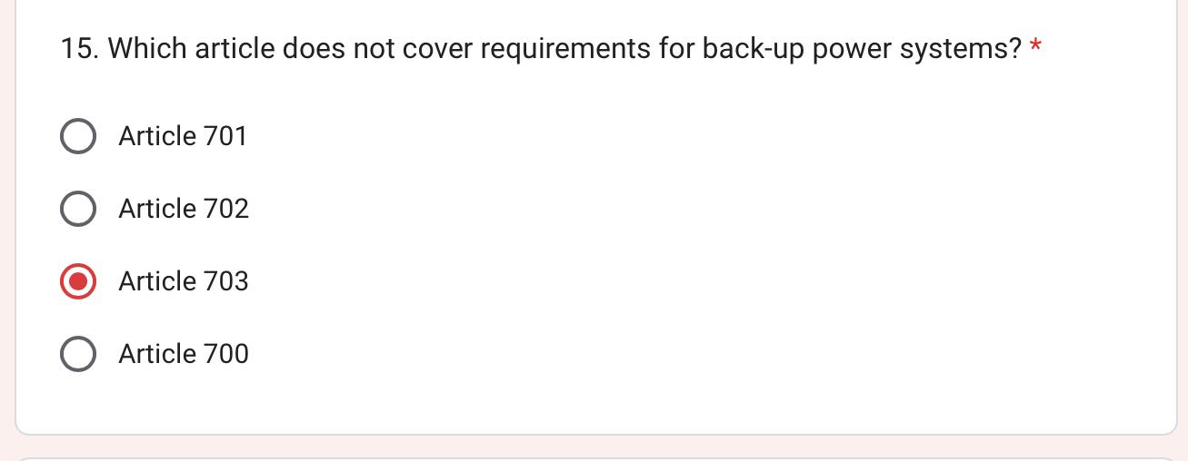 Solved Which article does not cover requirements for back-up | Chegg.com