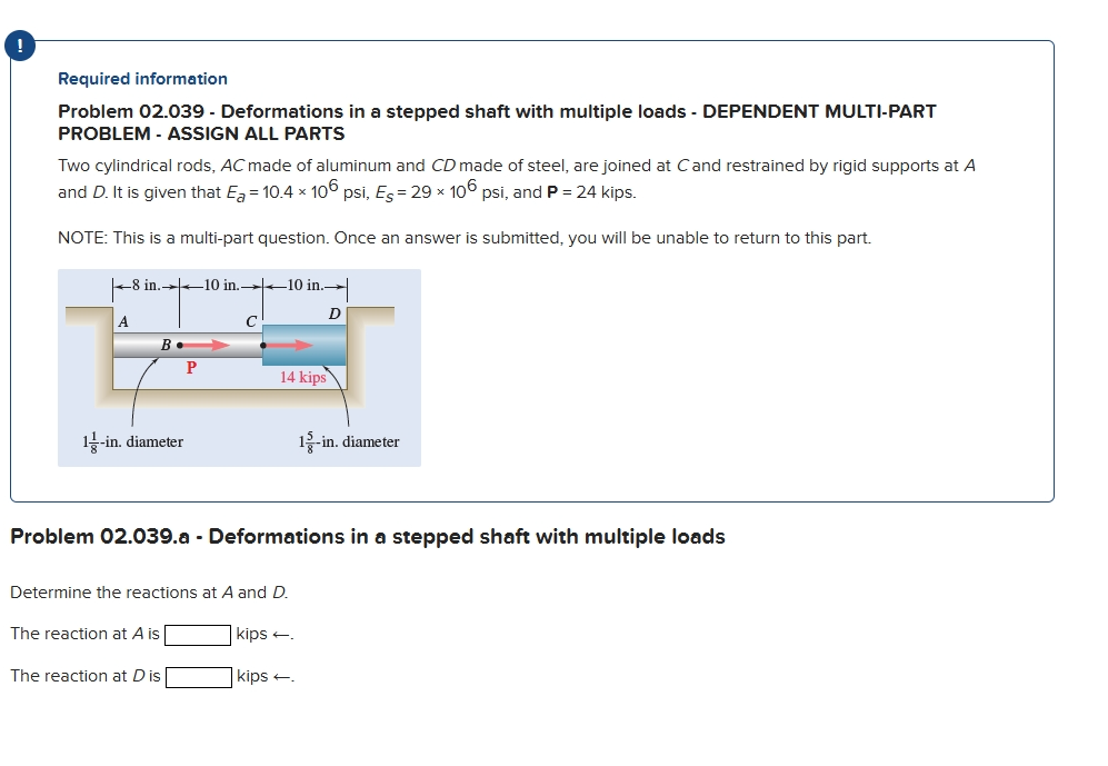 Solved Required informationProblem 02.039 - ﻿Deformations in | Chegg.com